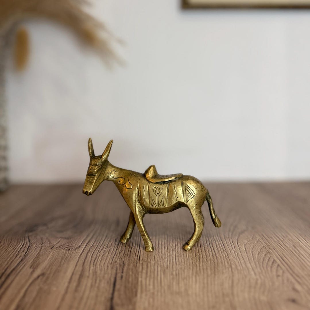 Brass Donkey Figurine | Unique Vintage Metal Decorative Brass Figurine ...