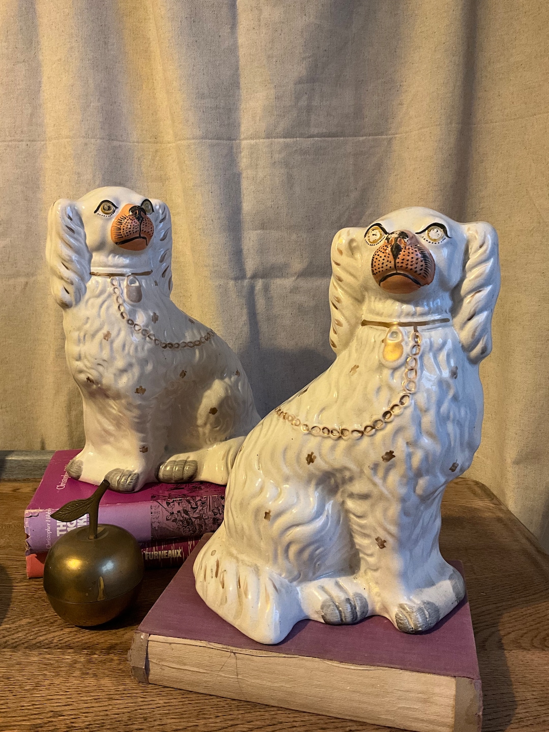 Vintage Ceramic Staffordshire Dogs Gold Decorated Figurines Animal ...