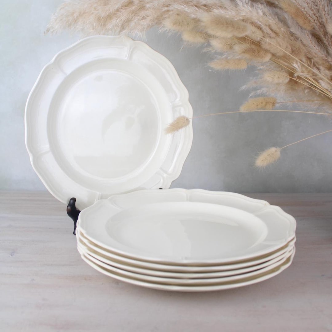 Set of 6 Wedgewood Cream Dinner Plates | White Cream Vintage Dinner ...