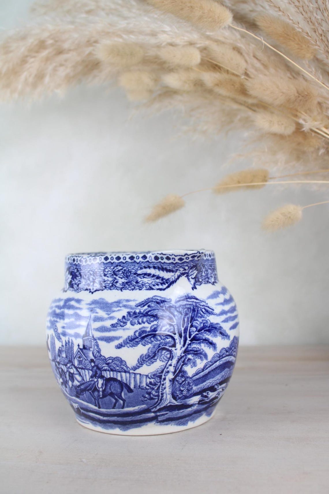 Vintage John Tams Blue Willow Jug | English Ceramic Servingware - Etsy