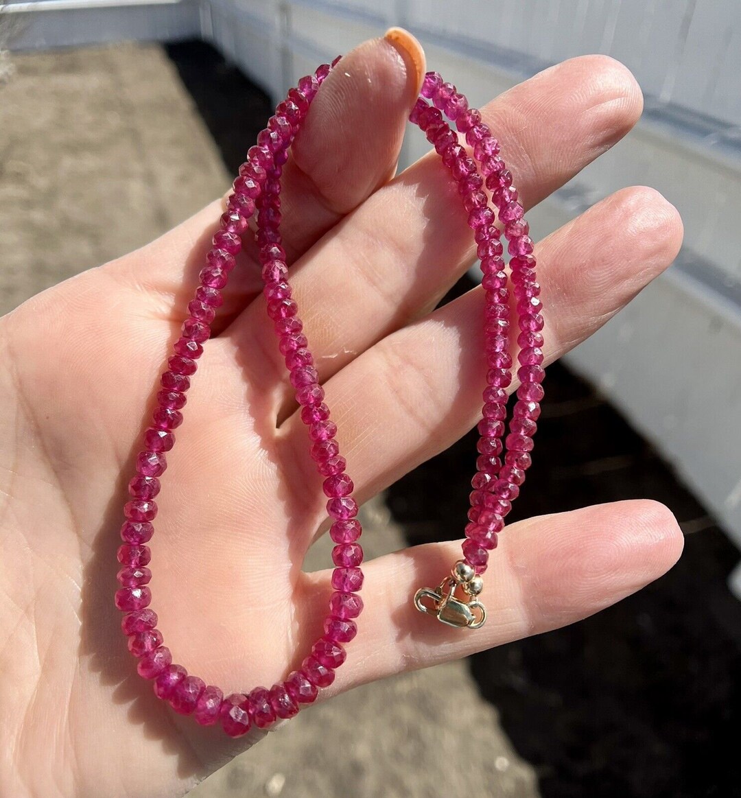 14k Solid Yellow, Rose or White Gold Primo Ruby Bead Necklace customize - Etsy UK