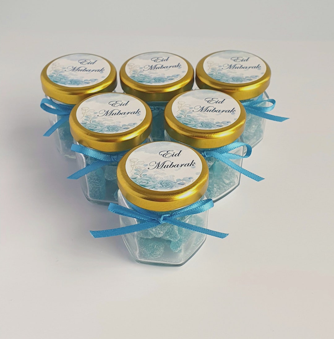 Personalised Pre Filled Halal Blue Hexagonal 45ml Favour Jars for ...