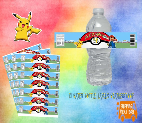 PRINTED PIKACHU POKEMON Birthday Water Bottle Labels - Etsy