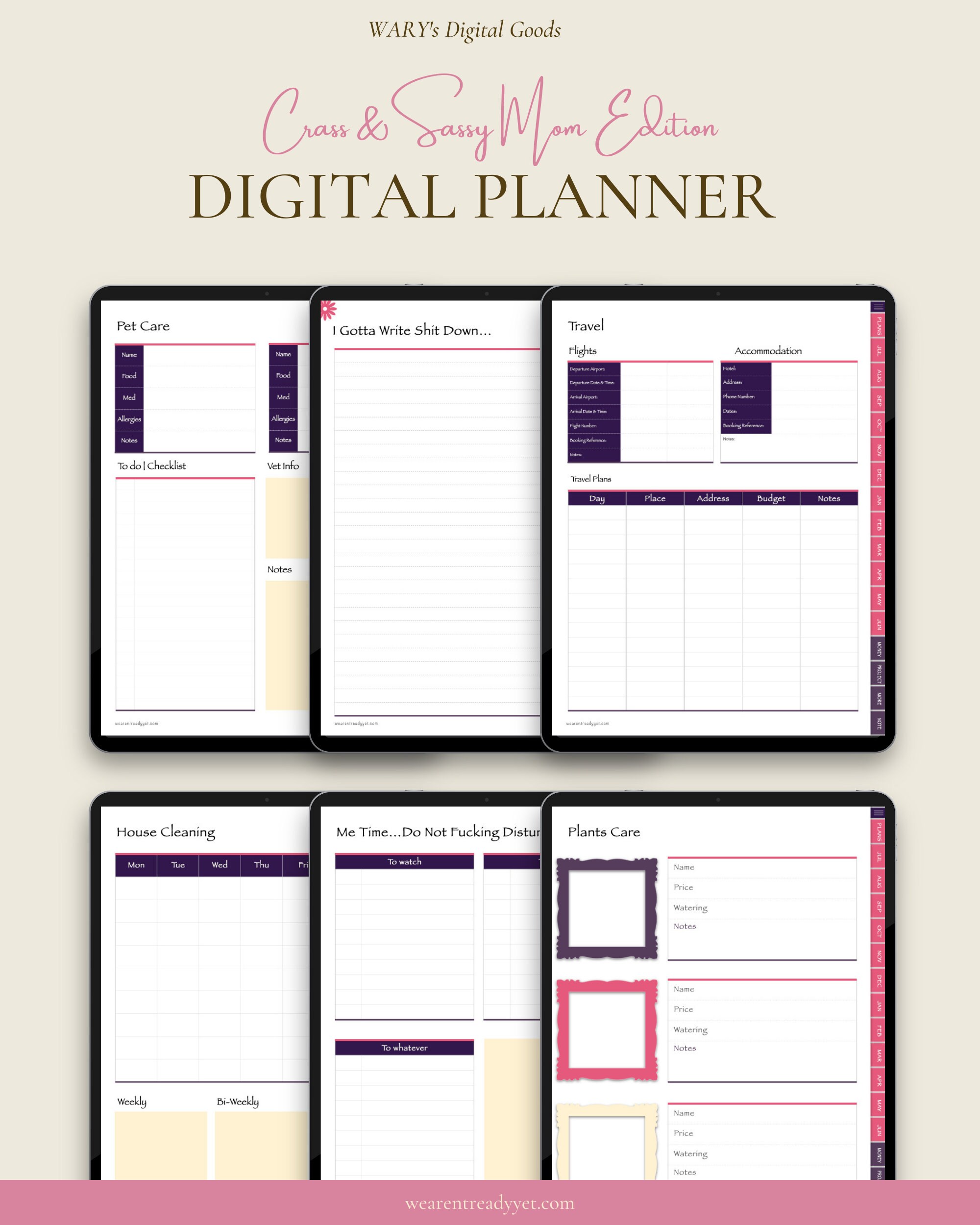 Sweary Planner, Digital Planner, Funny Planner, Weekly Planner, Monthly ...