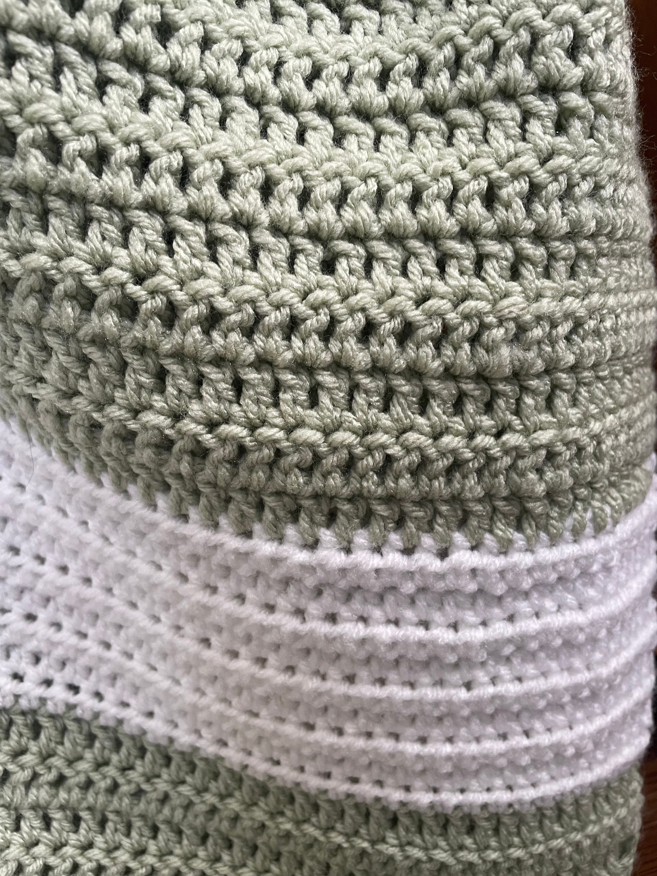 Sage Green and White Crocheted Throw Blanket - Etsy