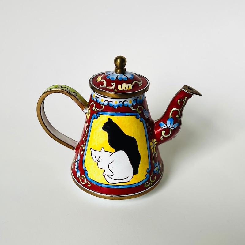 Vintage Red Metal Teapot - Etsy UK