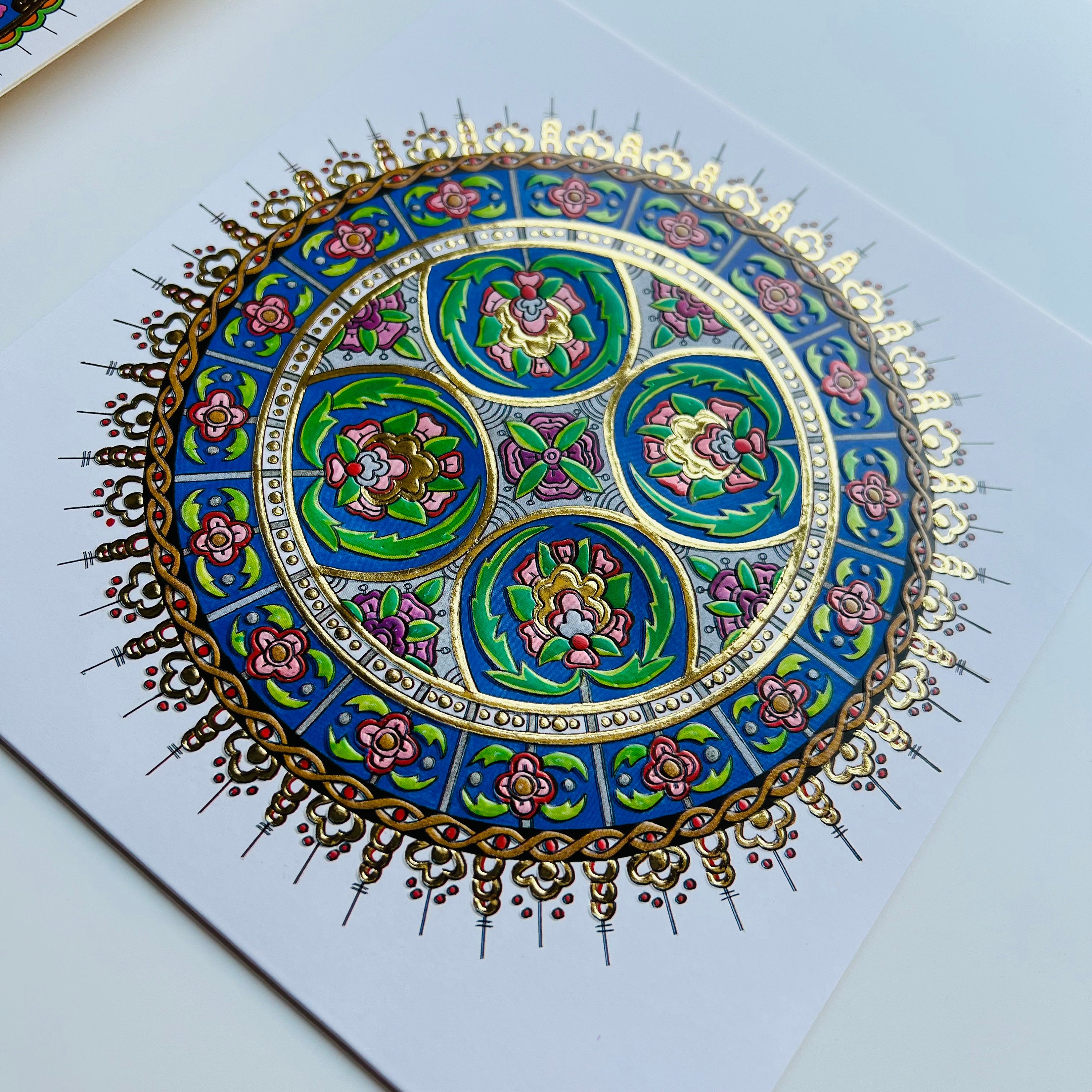 Set of 5 Mandala Style Vintage Turkish Postcards Gold Blue Green ...