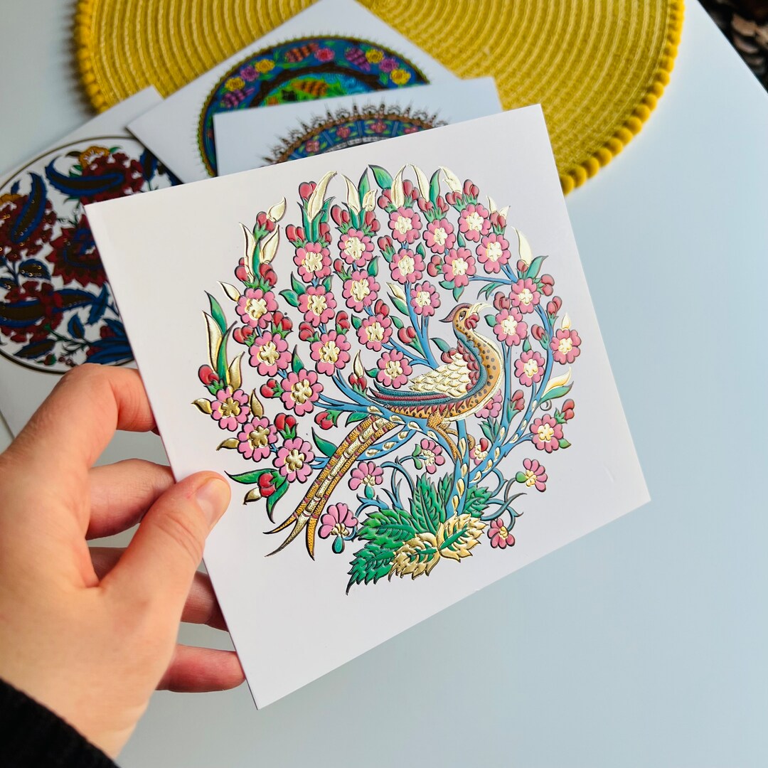 Set of 5 Mandala Style Vintage Turkish Postcards Gold Blue Green ...