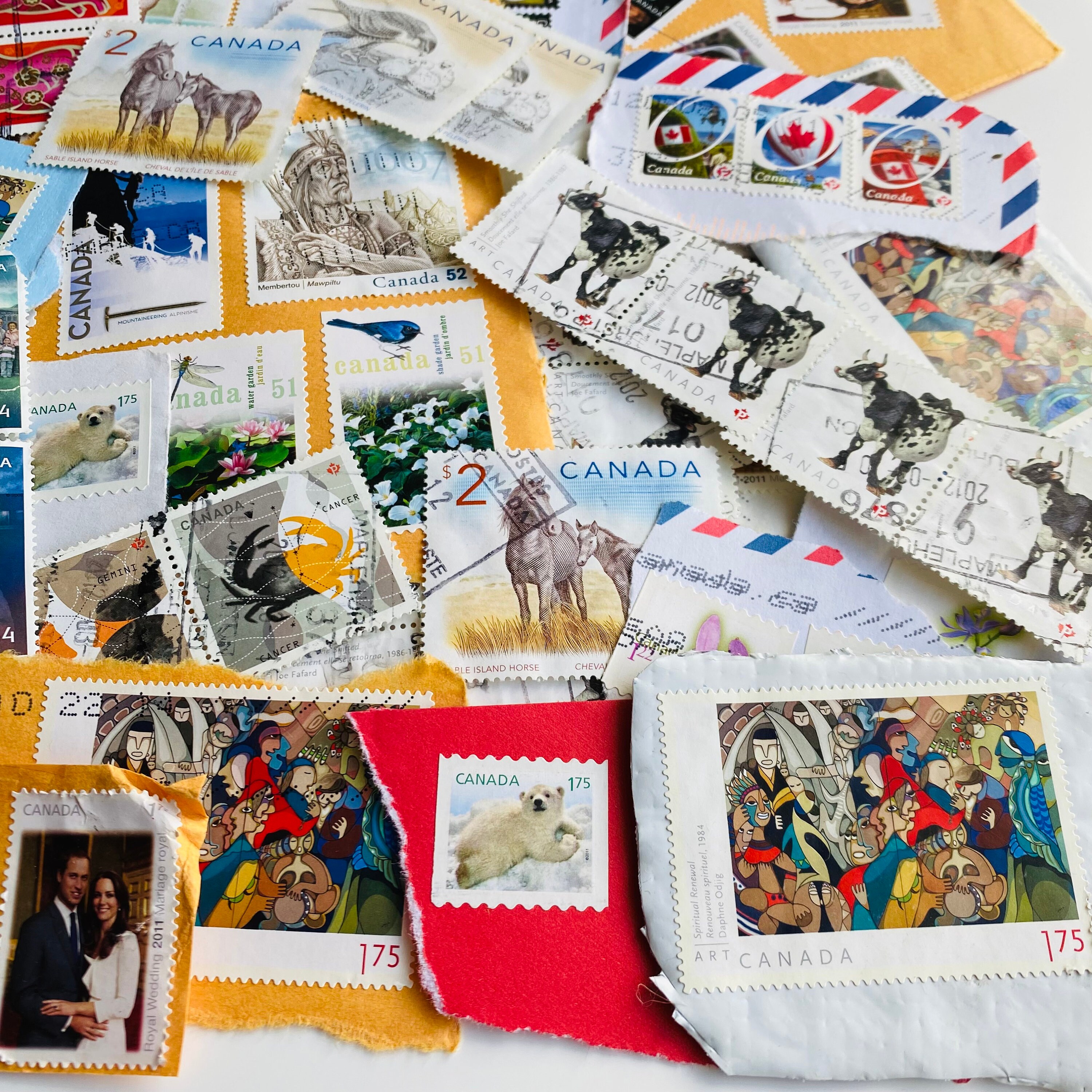 20x Vintage CANADA Stamps, Old Used Mail Canadian Letter Postage Stamp ...