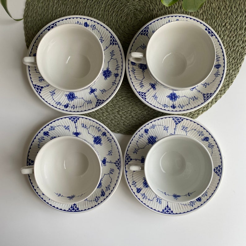 Vintage Blue Denmark Furnivals Tea Cup Set of 2 to 5 Breakfast Cups ...