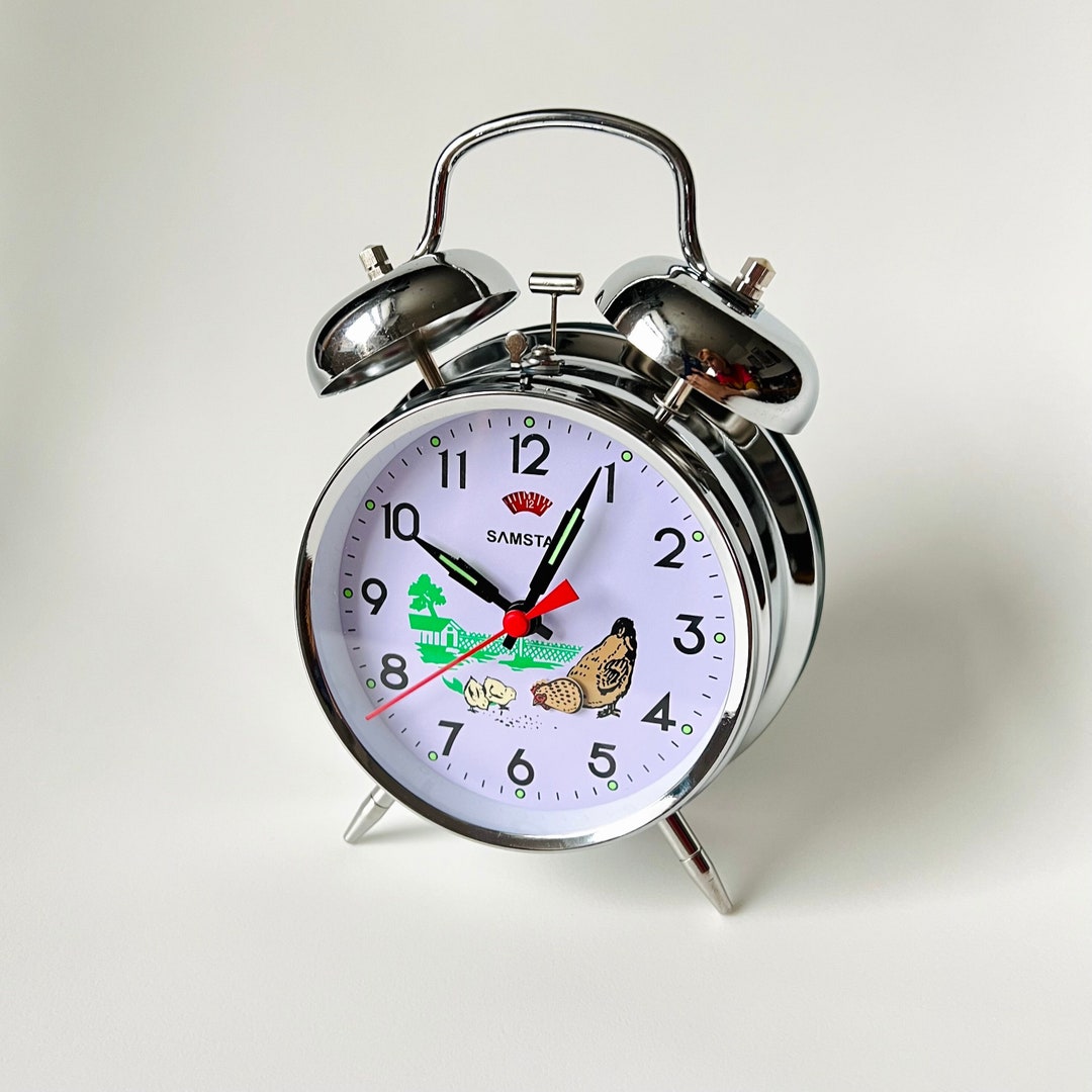 Vintage Style Pecking Chicken Hen Silver Alarm Clock, Retro Style ...