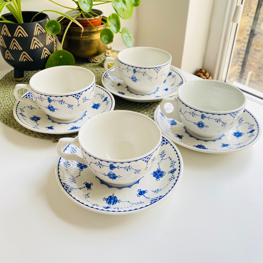 Vintage Blue Denmark Furnivals Tea Cup Set of 2 to 5 Breakfast Cups ...