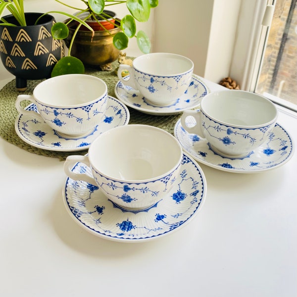 Vintage Blue and White Tea Cups - Etsy