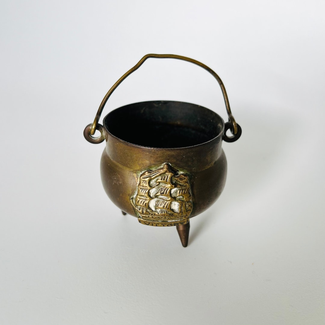 Antique Brass Cauldron With the Victory Nelson's Ship, Vintage Three ...