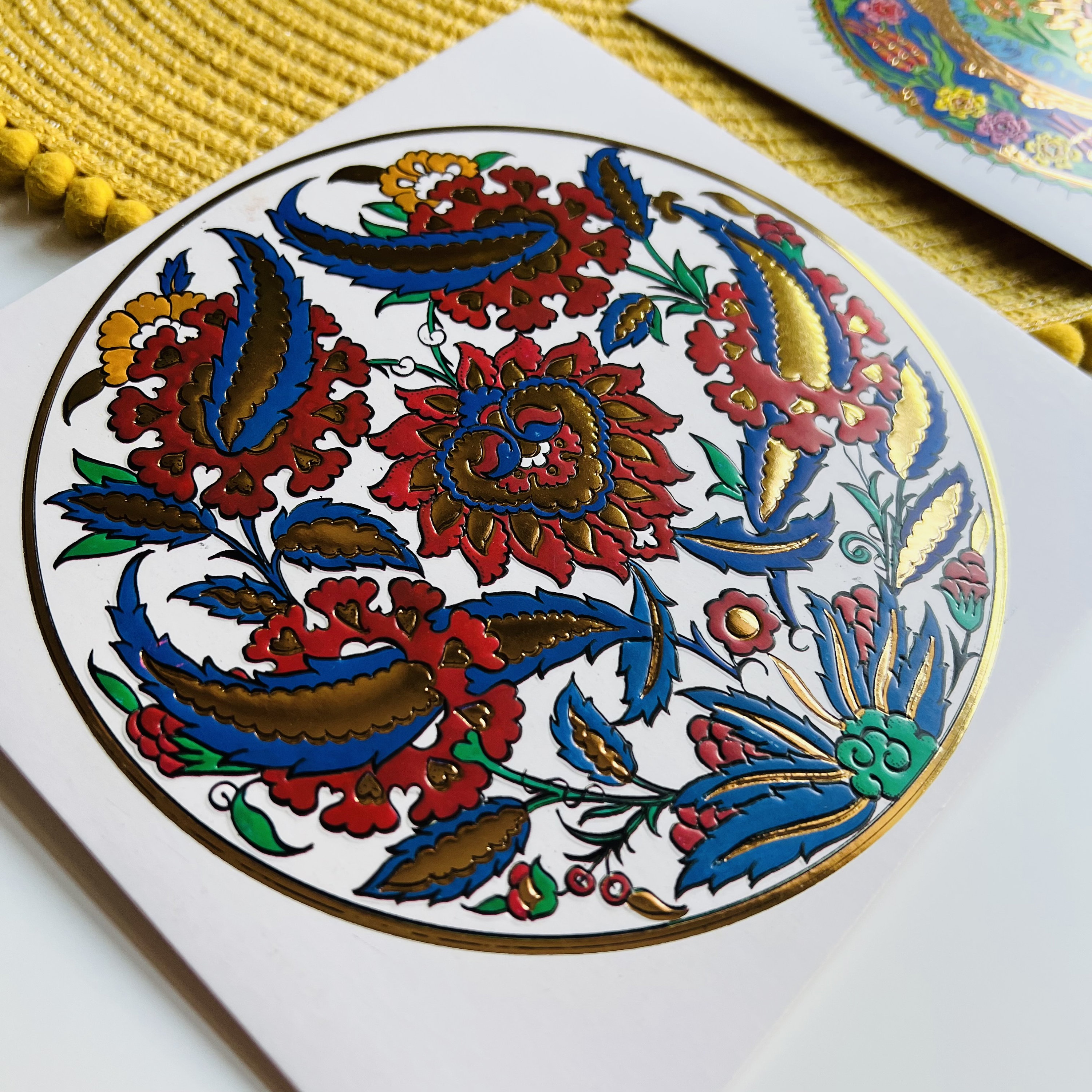 Set of 5 Mandala Style Vintage Turkish Postcards Gold Blue Green ...