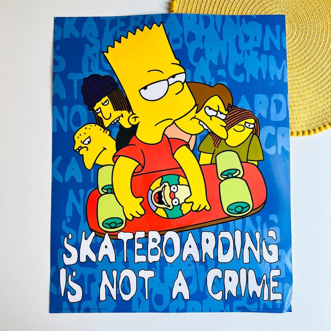 Bart Simpson Skateboarding Poster Print The Simpsons Official Original Poster Blue Yellow