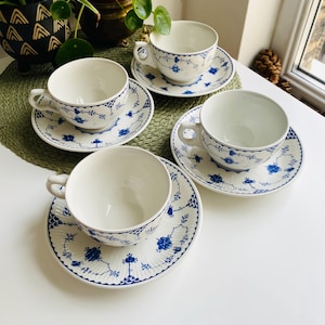 Vintage Blue Denmark Furnivals Tea Cup Set of 1 to 4 Breakfast Cups ...