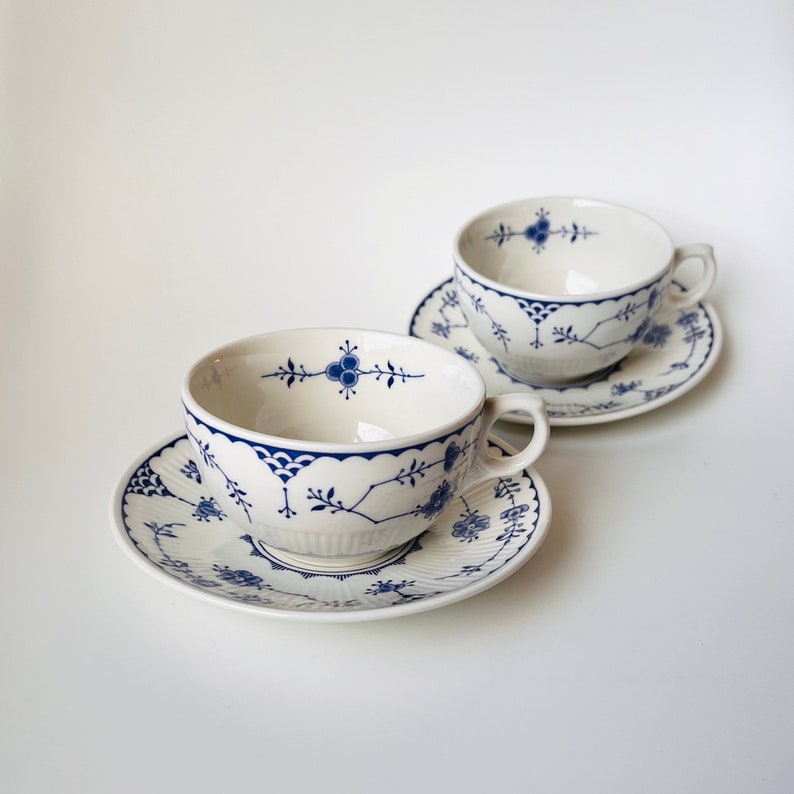 Vintage Blue Denmark Furnivals Tea Cup Set, Set of 2 Breakfast Cups and ...