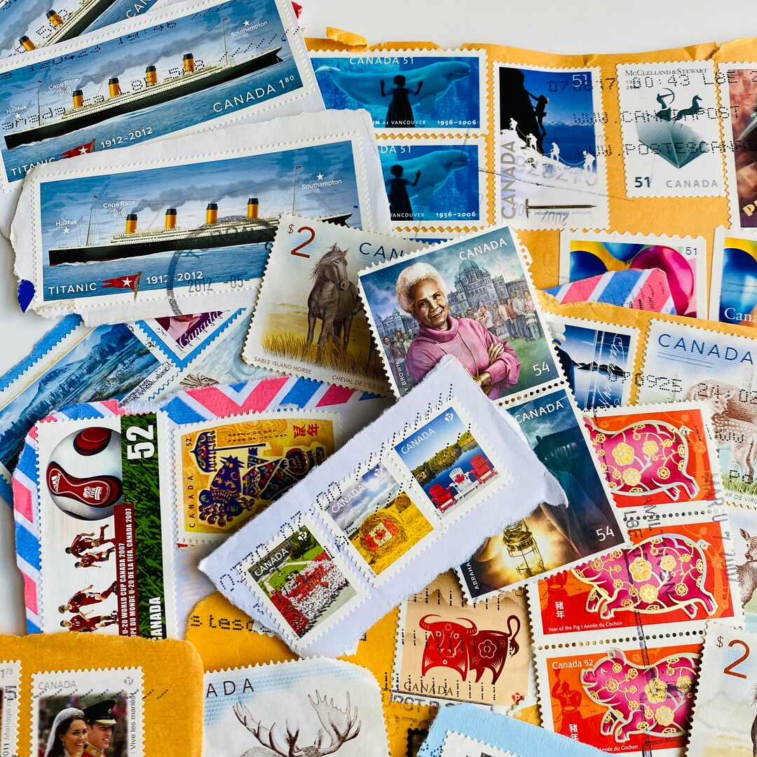 20x Vintage CANADA Stamps, Old Used Mail Canadian Letter Postage Stamp ...
