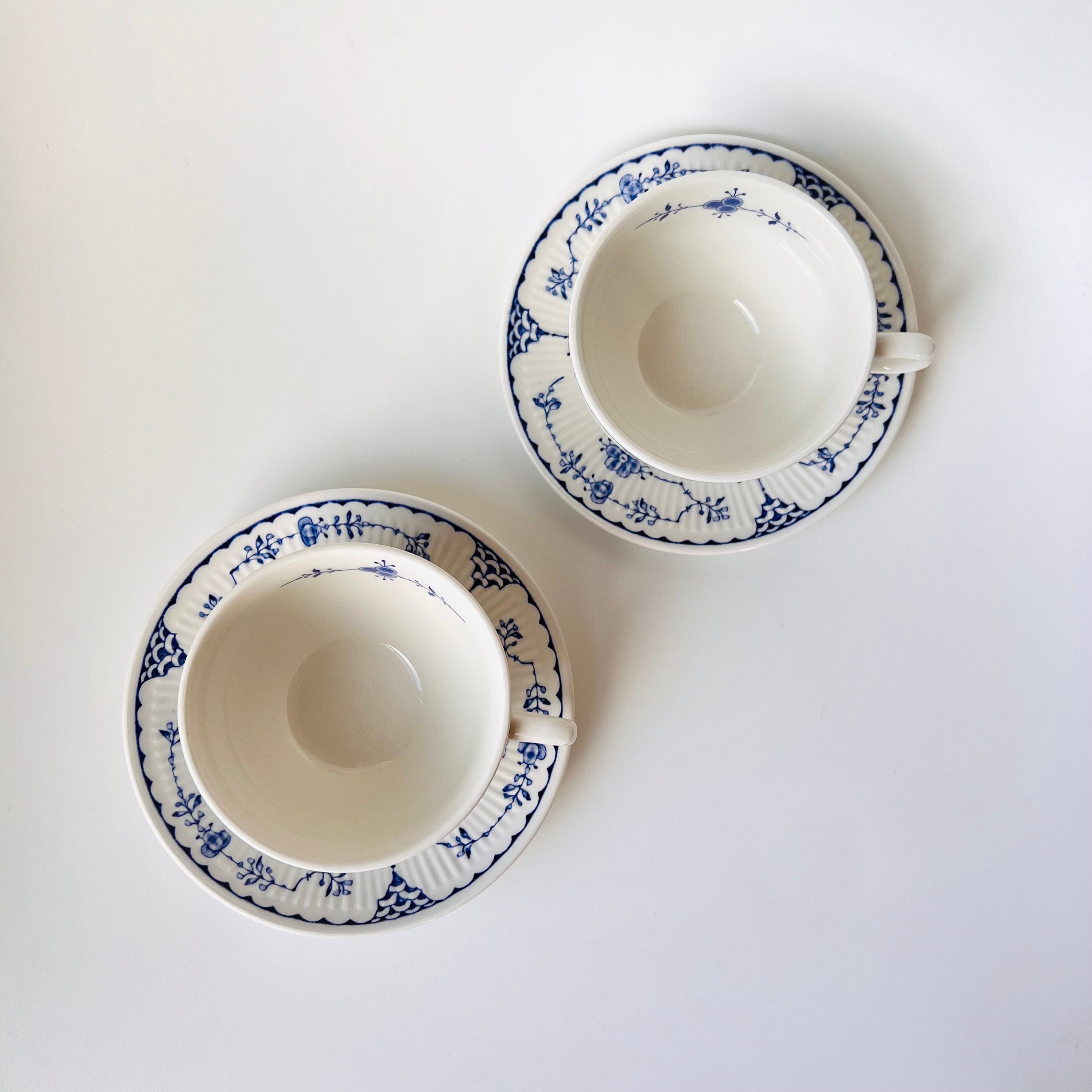 Vintage Blue Denmark Furnivals Tea Cup Set, Set of 2 Breakfast Cups and ...