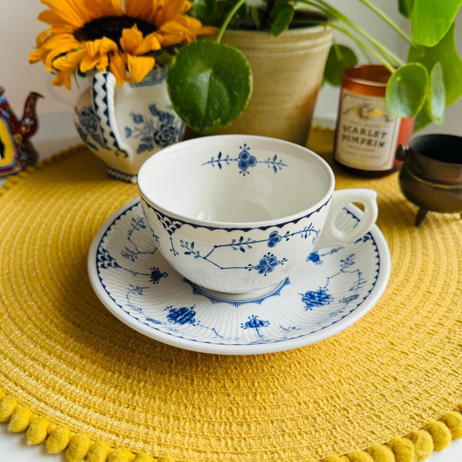 Vintage Blue Denmark Furnivals Tea Cup Set of 1 to 4 Breakfast Cups ...