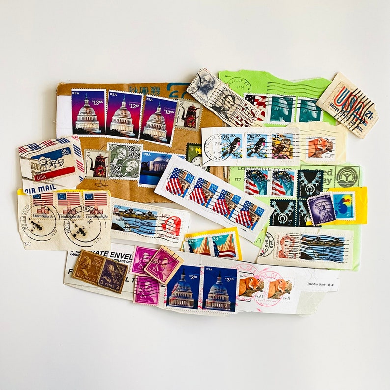 20x Vintage USA Stamps Old Used Mail United States of America Lot Real ...
