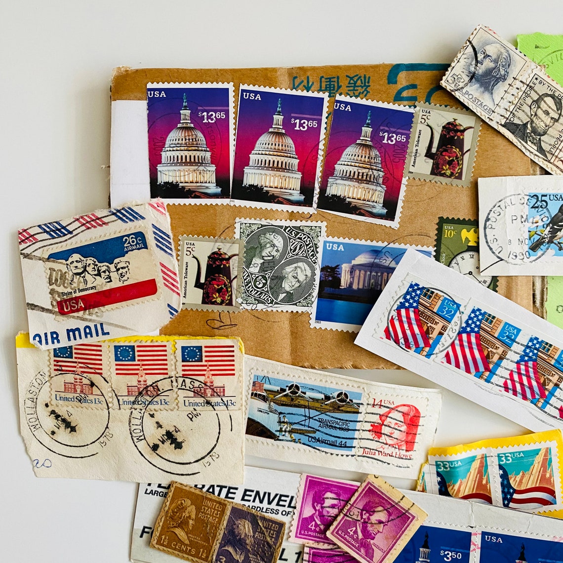 20x Vintage USA Stamps Old Used Mail United States of America Lot Real ...