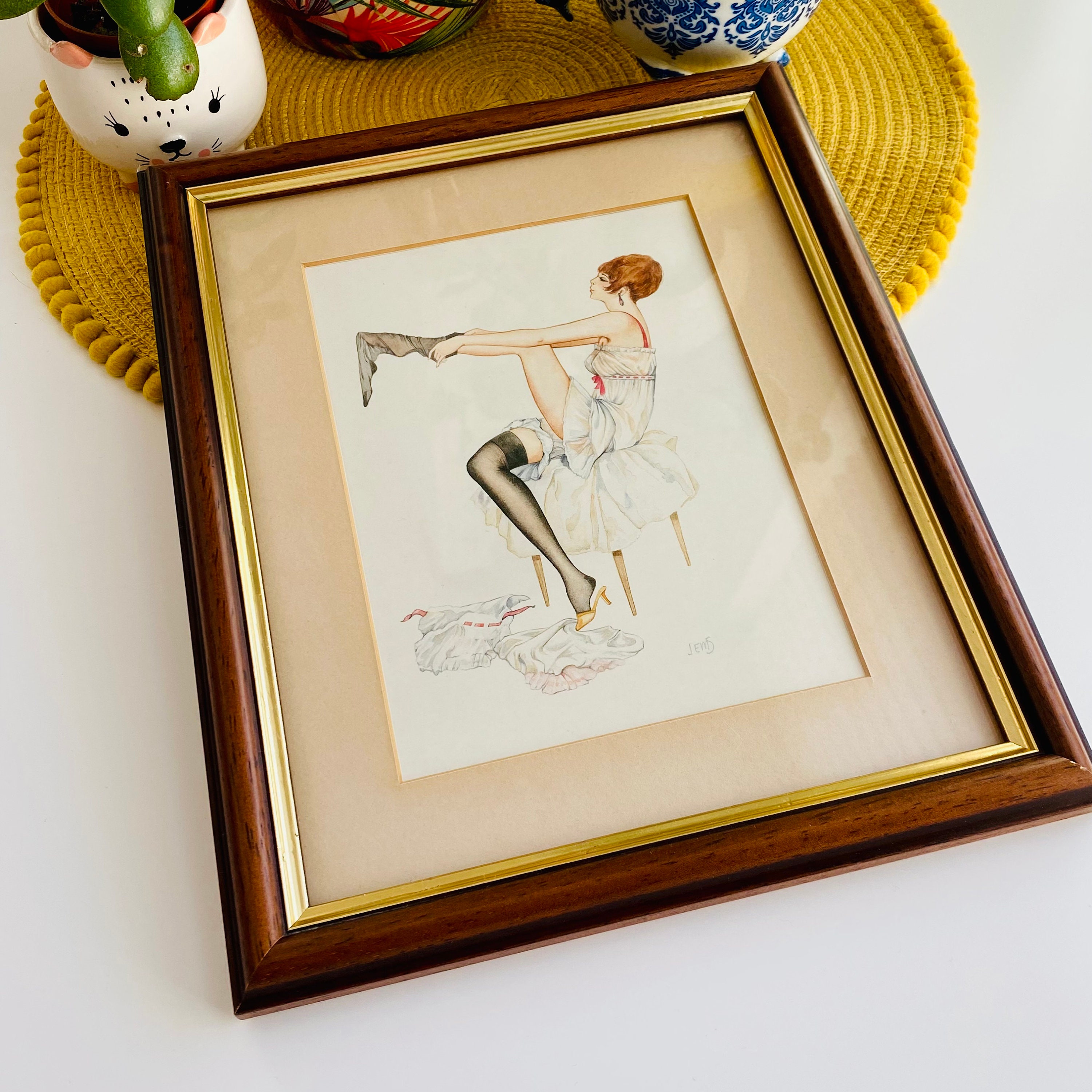 Vintage Framed Pinup Girl Picture Print Pin up Woman - Etsy