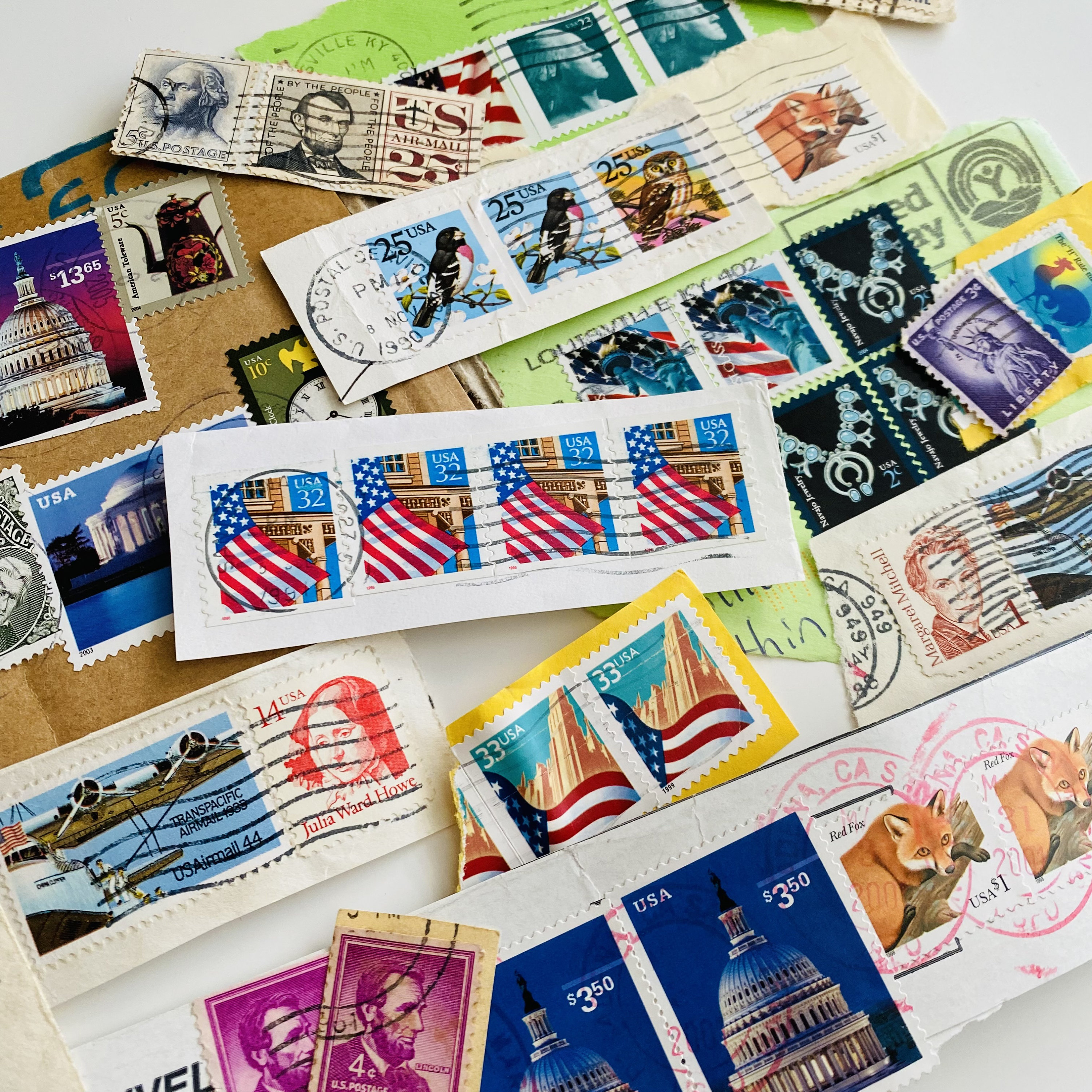20x Vintage USA Stamps Old Used Mail United States of America Lot Real ...