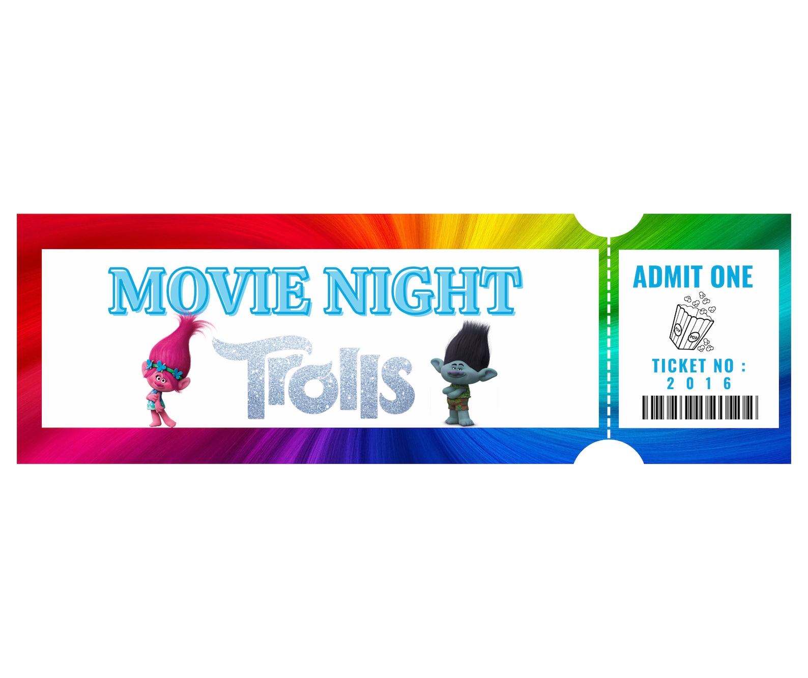 Trolls Movie Ticket | Logo & Main Character Edition - Etsy