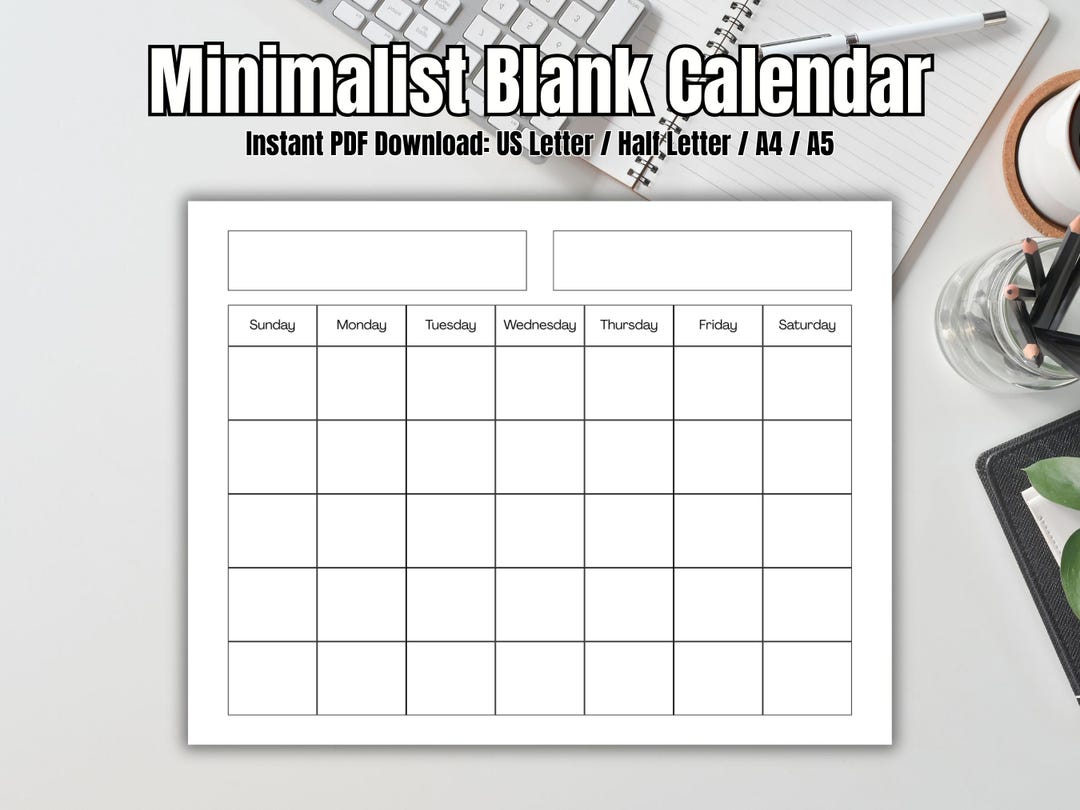 Minimalist Blank Calendar Printable: Perpetual Design (instant Download ...