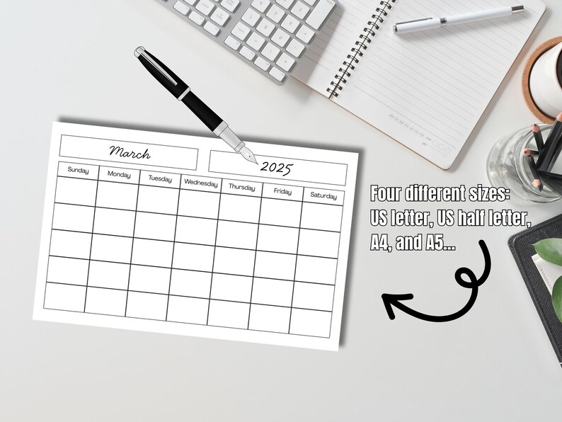 Minimalist Blank Calendar Printable: Perpetual Design (instant Download ...
