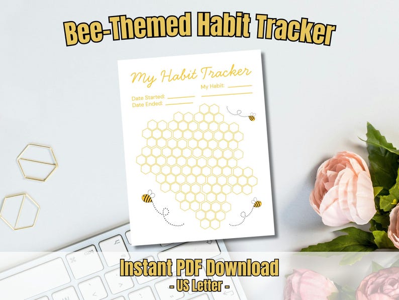 100 Day Bee-themed Habit Tracker Printable (PDF, US Letter) - Etsy