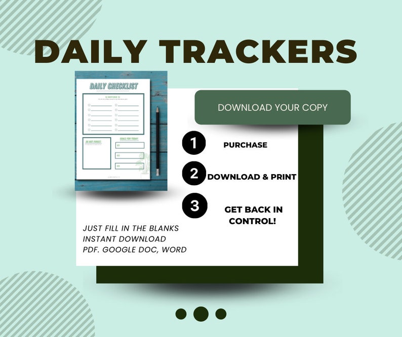 Daily Digital Task Keeper Printable Bundle Daily Checklist - Etsy