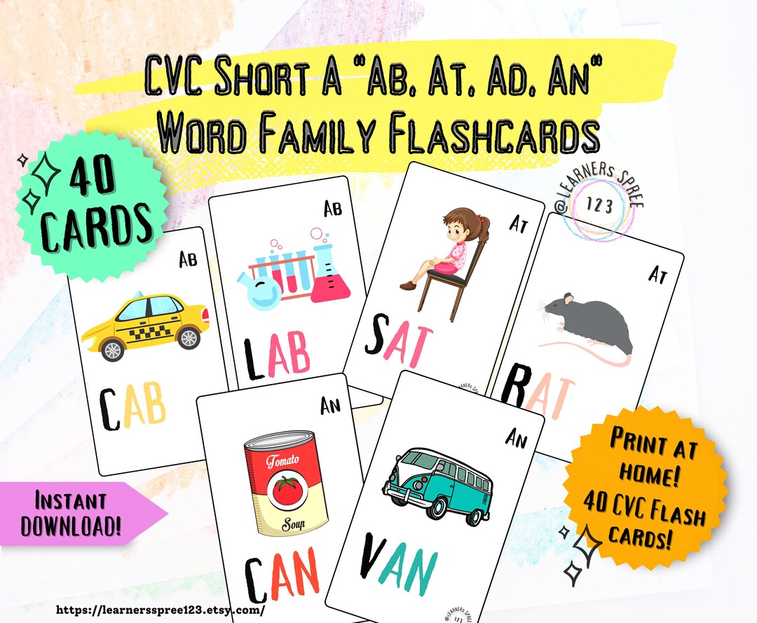 K5 Learning Cvc Clipart & Cvc Word Picture Flashcards 40 - Etsy