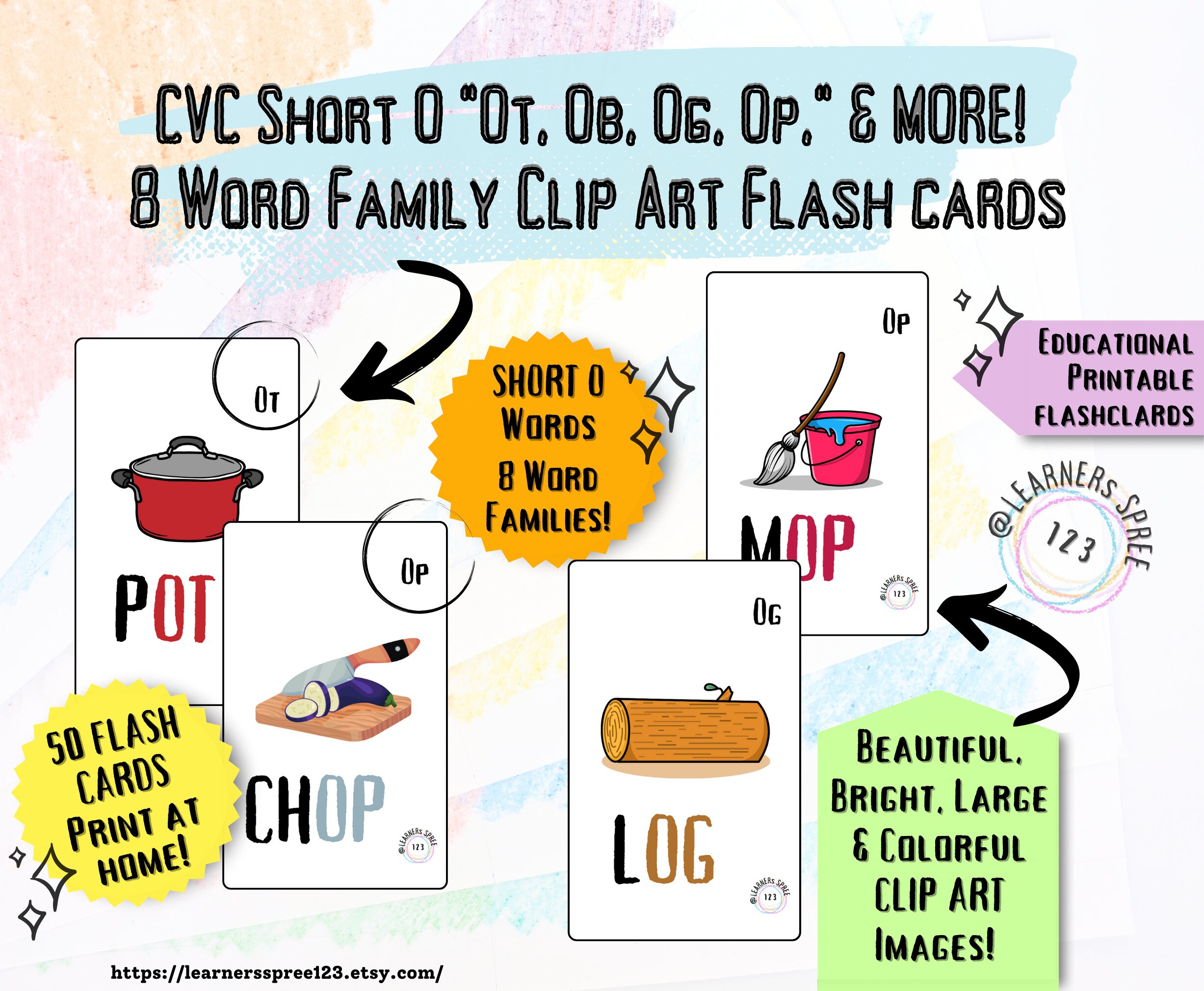 K5 Learning, Cvc Clipart & Cvc Word Picture Flashcards 50 Total CVC ...