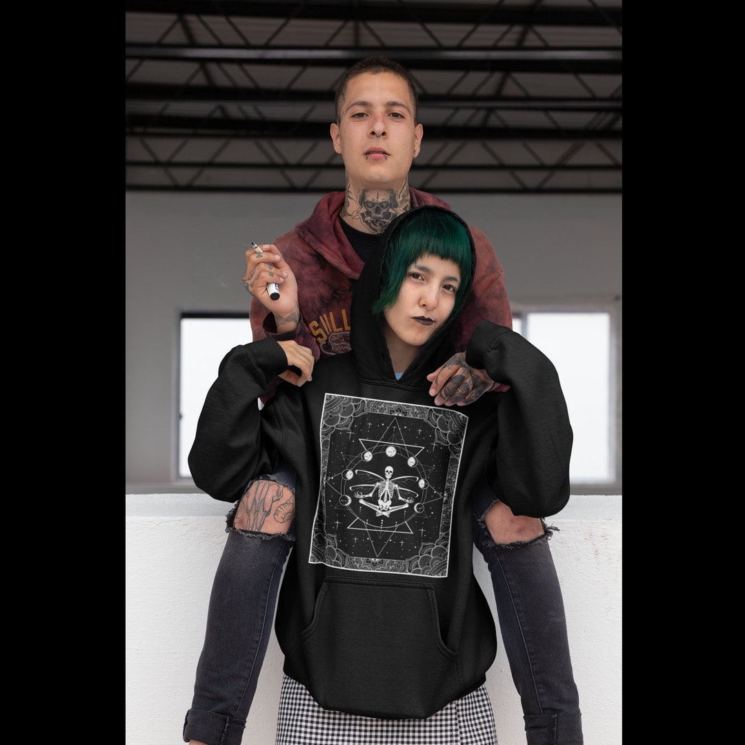 Unisex Skeleton Hoodie, Halloween Skeleton Hoodie, Goth Hoodie, Emo ...