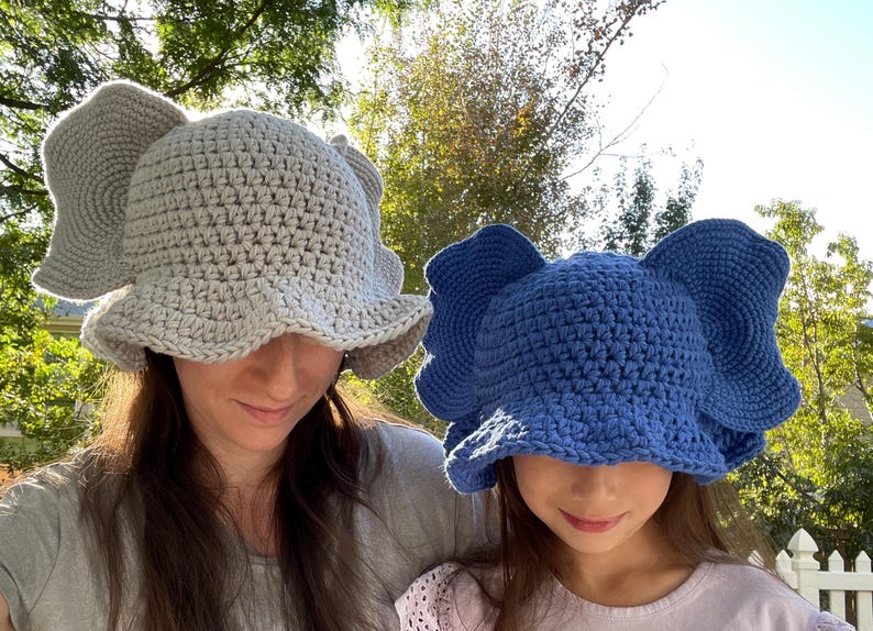 Elephant Ear Sun Hat Crochet Pattern- Adult and Child Sizes - Etsy