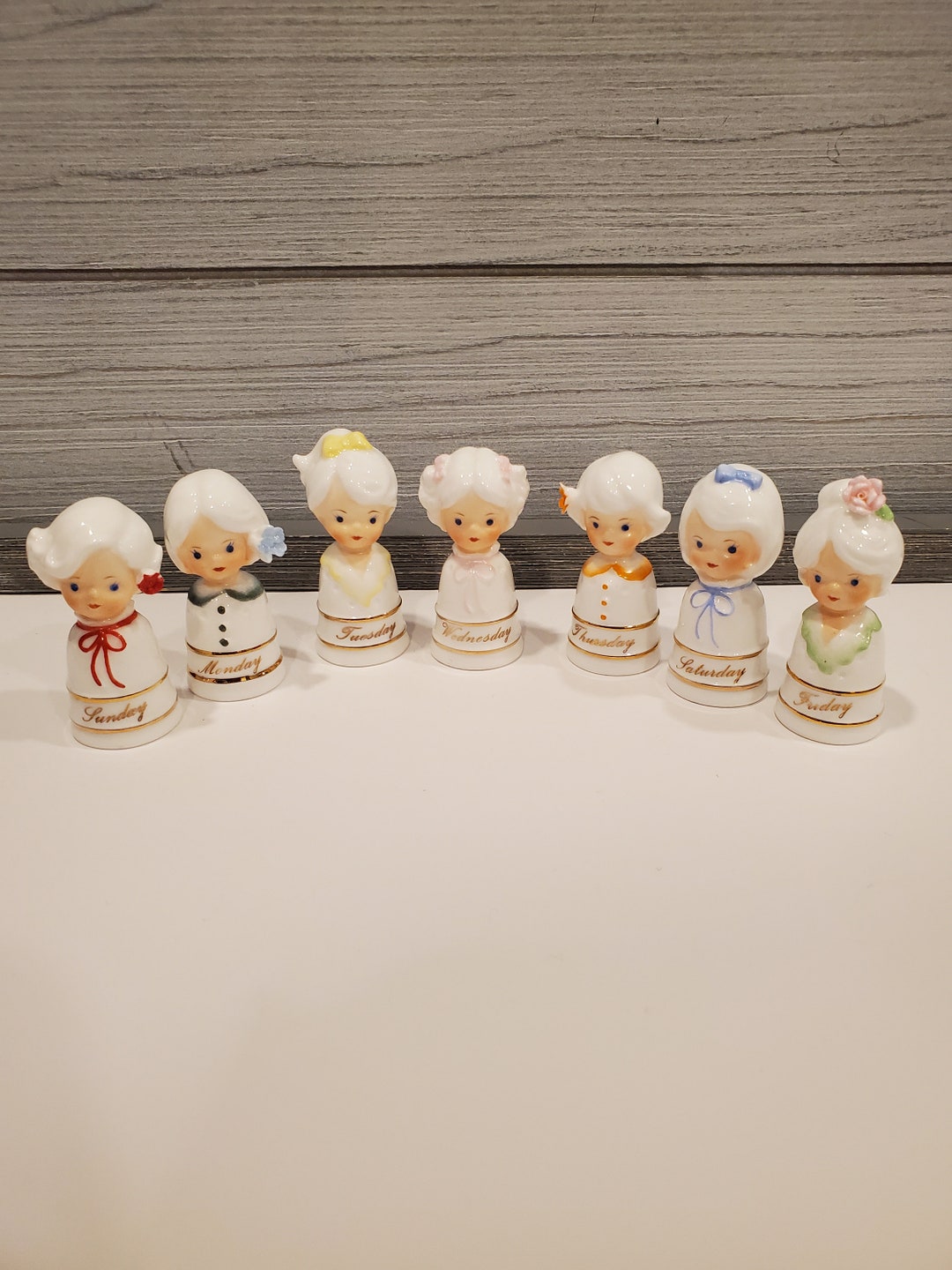 Vintage Enesco Days of the Week Thimble Girls - Etsy