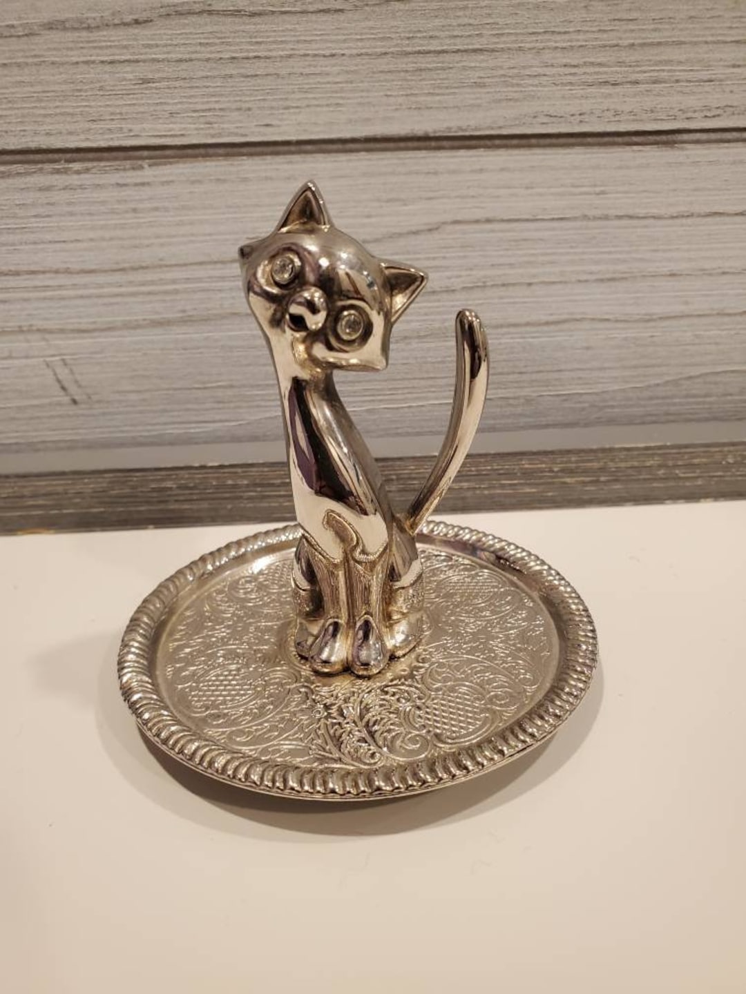 Vintage Silver Plated Cat Ring Holder - Etsy