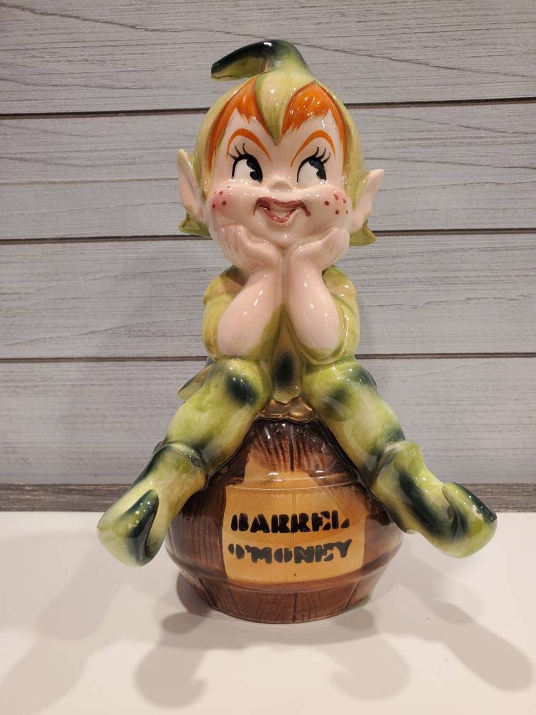 Lefton Pixie Barrel O Money Bank - Etsy