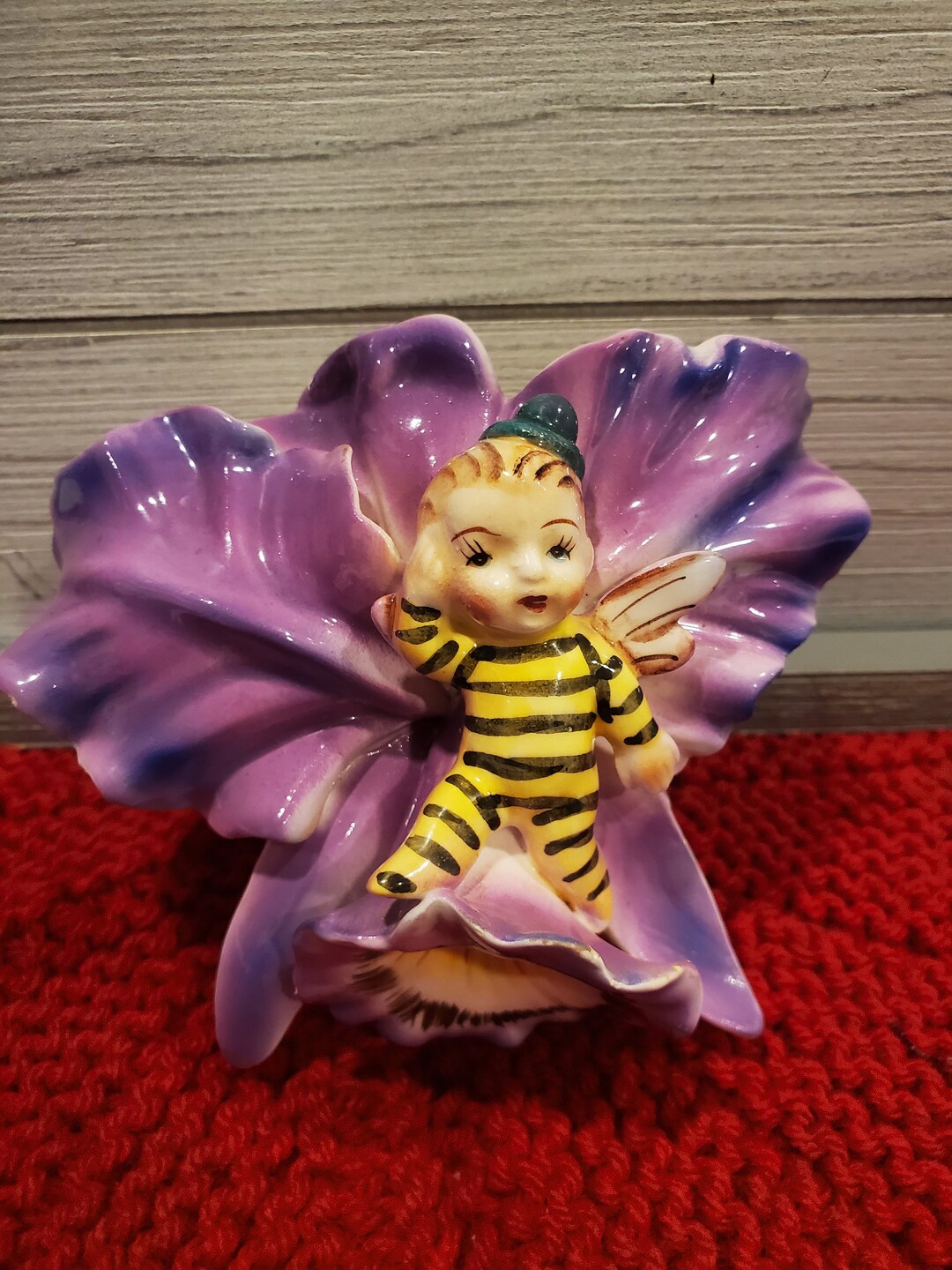 Esd Bee Boy on Flower Wall Pocket - Etsy