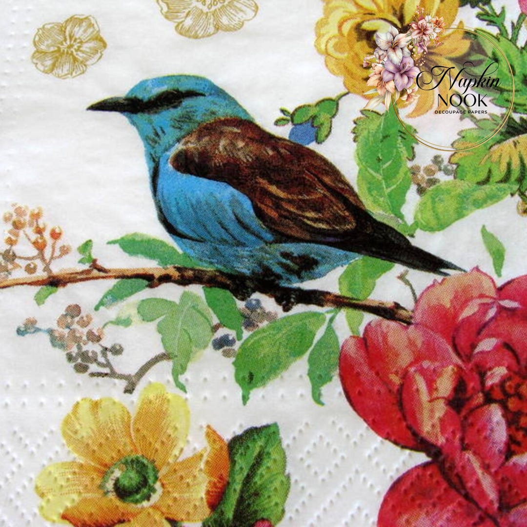 2 Decoupage Paper Napkins Blue Bird, 6.5" X 6.5", Craft Supply - Etsy