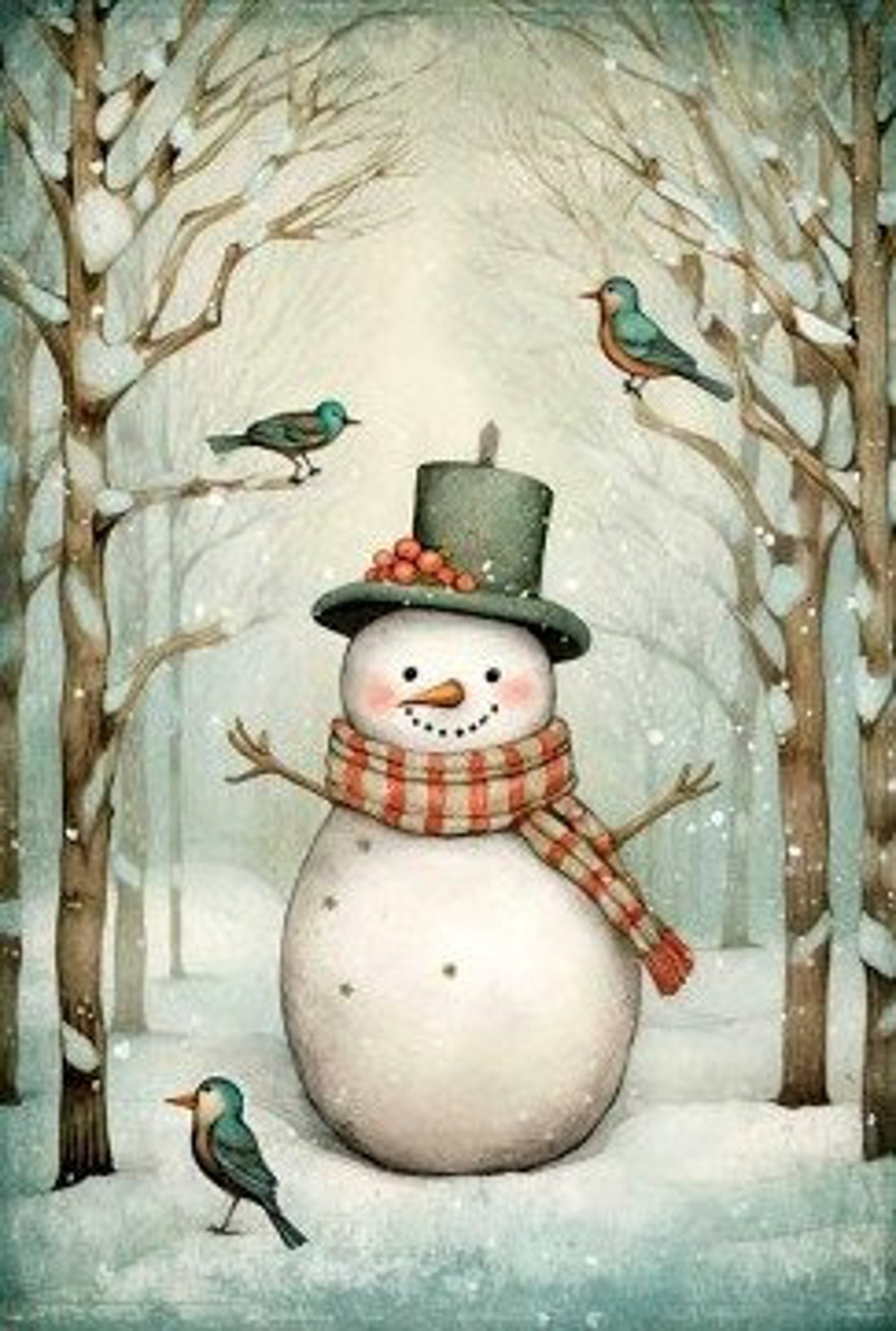 Christmas Snowman Rice Paper Holiday Image DIY Craft Supply - Etsy