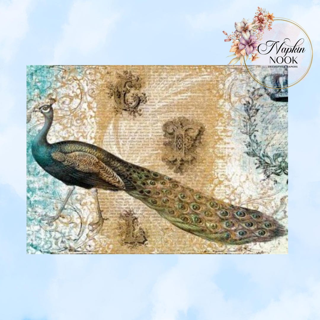 Rice Paper for Decoupage, A4 Sizing, Peacock Papers, Exotic Birds Decor ...