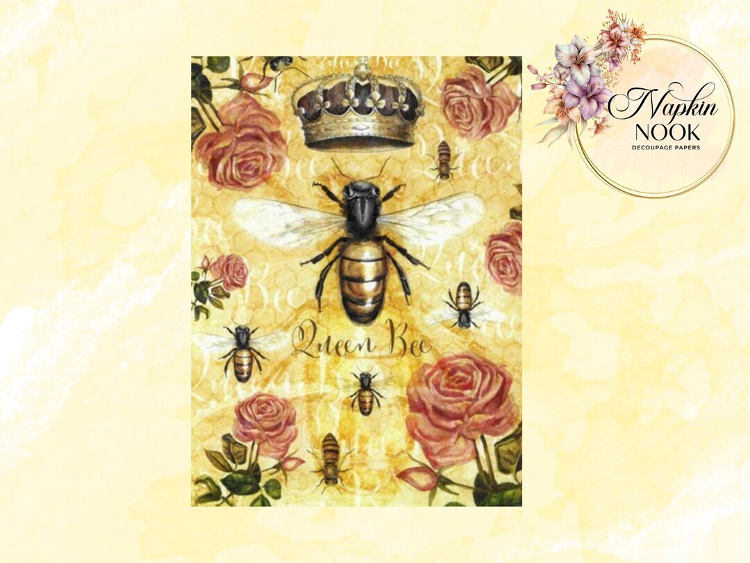 Honey Bee Rice Paper for Decoupage, Nature Image, Crafter's Gift, Small ...