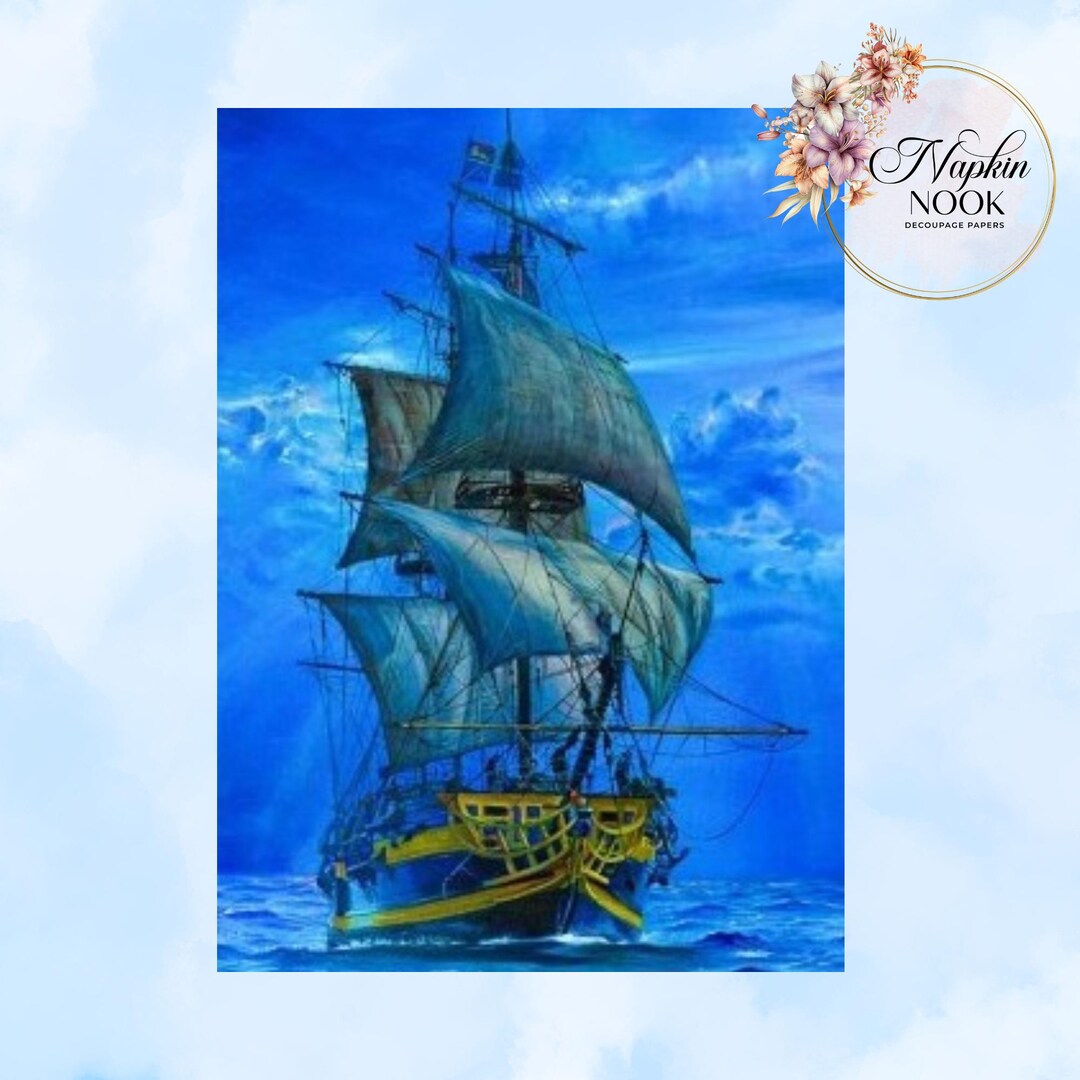 Rice Paper for Decoupage, A4 Sizing, Sailing Ship Nature Themed Paper ...