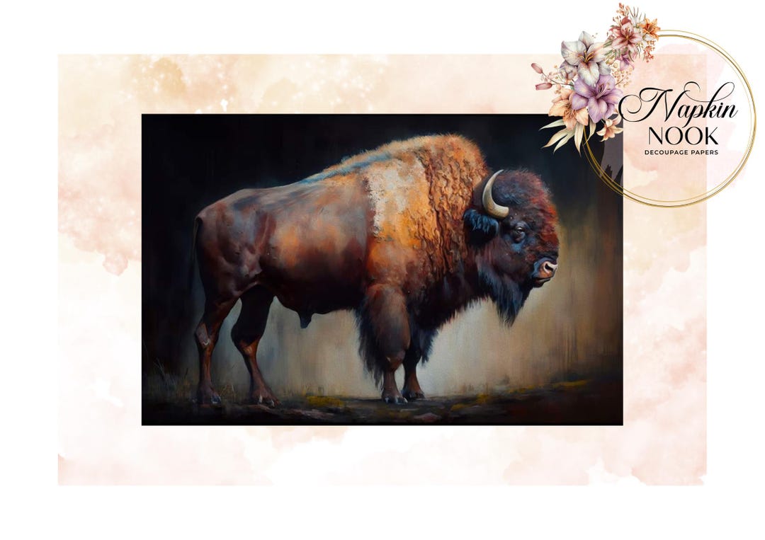 Buffalo Decoupage Paper, Bison Furniture Transfer, Western Theme ...