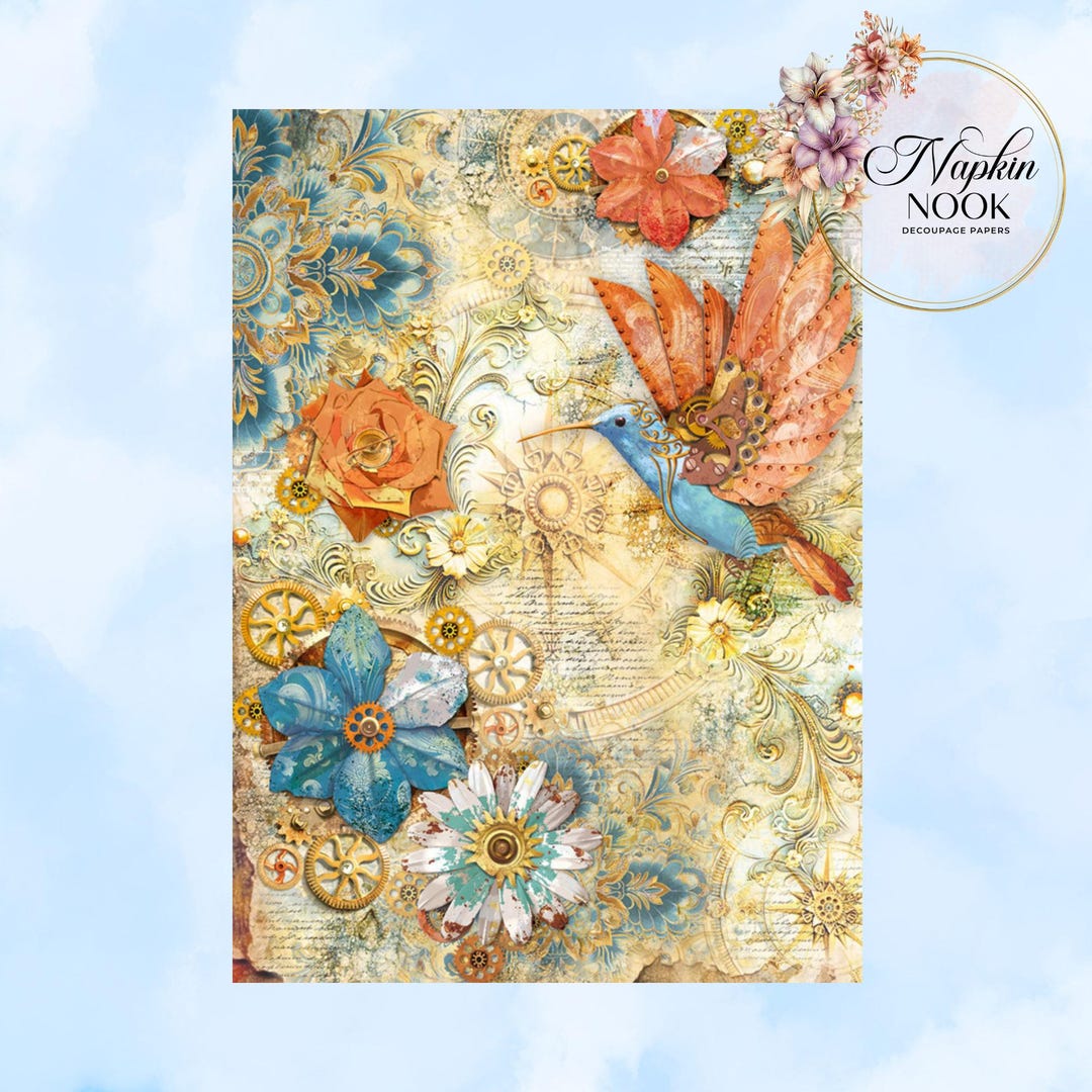 Steampunk Hummingbird Rice Paper, A4 Decoupage Paper - Etsy