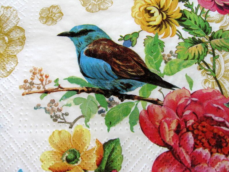 2 Decoupage Paper Napkins Blue Bird 6.5 X 6.5 - Etsy